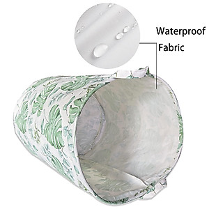 AMROSE 2 Pack Baby Laundry Hamper, 19.6'' Large Canvas Nursery Laundry Hamper Basket for Boys Girls, Nursery Storage Hamper for Laundry, Toys, Clothes, Leaf