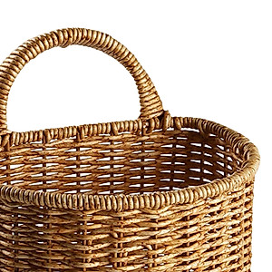 Qianly Wall Hanging Baskets Storage with Handle Washable Decorative Basket Woven Wall Basket Kitchen Bin for Towels Magazines Toys Balcony Cabinet, 17cmx15cm