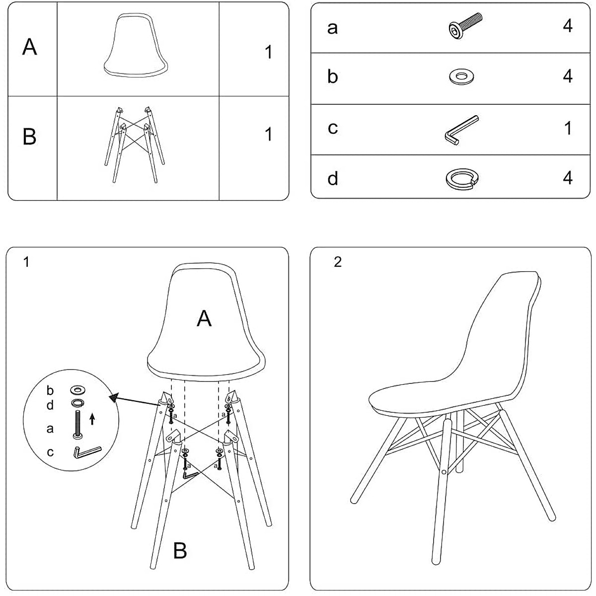 Set of 4 Kitchen Dining Chairs Easily Assemble Modern Fabric Cushion Seat Chair w/Metal Legs Fabric Cushion Side Chairs with Sturdy Metal Legs for Home Kitchen Living Room, Grey