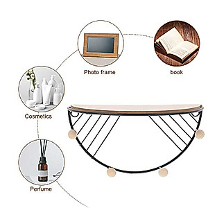 HOMOCONO 1pc Wooden Shelf Wall Hook Shelf Decorative Shelves Picture Hooks Wall-Mounted Placement Floating Shelf Storage Shelf Wall-Mounted Storage Organizer Black Iron