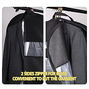 Garment Bags for Travel, Heavy Duty 43" Hanging Suit Bag for Men, Double Sides Zipper & 3 Large Mesh Pockets, Suit Cover for Traveling Monogrammed Closet Clothes Storage