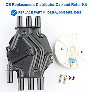 Ignition Distributor Cap and Rotor Kit, Replace D328A 10452458 D465 Compatible with Chevy GMC 4.3 Vortec - 1996-2005 Astro, 1995-2005 Blazer, 1995-2004 S10, 1999-2006 Silverado, 1995-2001 Jimmy, More