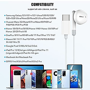 iPhone 15 USB C Earbuds, 2 Pack Type C Earphones HiFi Stereo Earphone with Mic Wired Headphone for iPhone 15 iPad Android Smartphone Galaxy S20 FE Note 20 Pixel 7 Pro and Other USB c Device