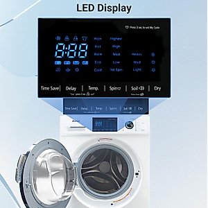 Techomey 24" All in One Washer and Dryer Combo, 2.7 Cu.Ft Front Load Ventless Washer Dryer with 26.5 Lbs Capacity, Compact Size, LED Display, Child Lock, for Laundry, Apartments, RV, Dorm, White