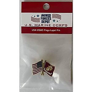 USA and USMC Marine Corps Flags Lapel Pin