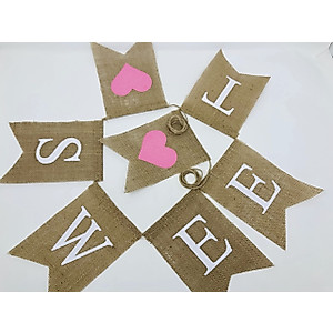 Shimmer Anna Shine Sweet Baby Girl Burlap Banner for Baby Shower Decorations and Gender Reveal Party (Pink)