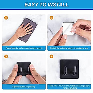 ArtHue Adhesive Hooks, Stainless Steel Razor Holder for Shower Hooks,Heavy Duty Wall Mount Robe Towel Hooks for Bathroom Bedroom Hanging Coat, Hat, Key -Black(6pack)