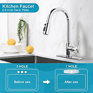 ARCORA 9.6 Inch Faucet Plate, Kitchen or Bathroom Faucet Deck Plate for 1 or 3 Hole, Stainless Steel Sink Hole Cover Escutcheon, Chrome