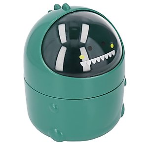 Jauarta Desktop Trash Can Baby Dinosaur Large Mouth Detachable Design Nonslip Bottom Plastic Mini Trash Can (Green Baby Dinosaur)