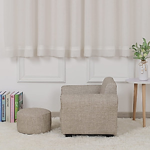 Getifun Kids Sofa Chair with Ottoman/PVC Leather Toddler Couch with Plastic Legs/Upholstered Children Armchair for Kids Under 4 Years Old/Single Seat with Stool (Double)