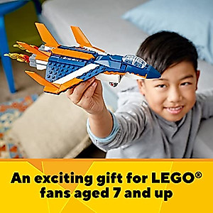 LEGO Creator 3in1 Supersonic Jet Plane to Helicopter to Speed Boat Toy Set 31126, Buildable Vehicle Models for Kids, Boys and Girls 7 Plus Years Old