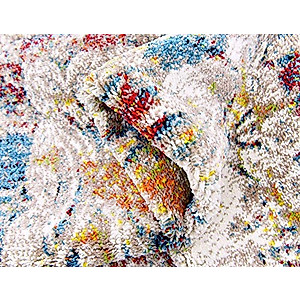 Unique Loom Rosso Collection Vintage, Traditional, Distressed, Bohemian, Botanical, Southwestern Area Rug, 2' 0" x 6' 0", Multi/Blue