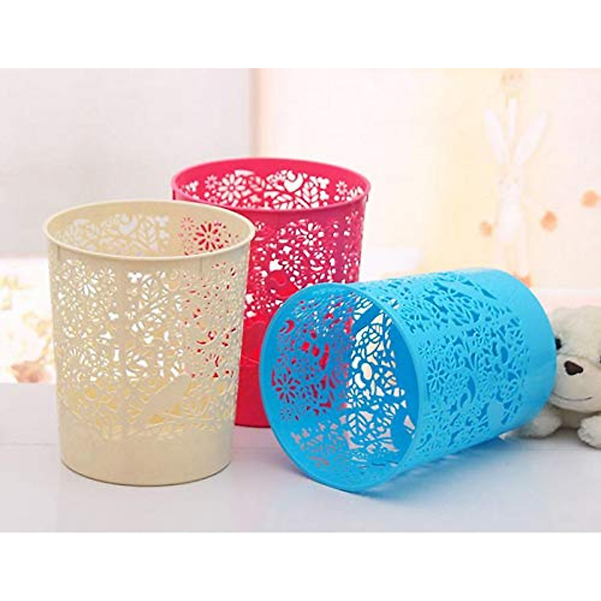 Daliuing Garbage Bin Hollow Trash can Swing Waste Basket for Kitchens, Home Offices, Kids Rooms