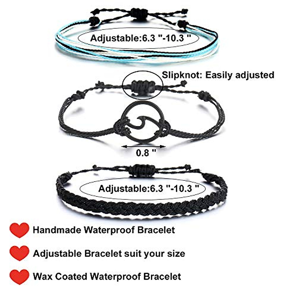 choice of all Summer Bracelets for Teen Girls Aesthetic Surfer Wave Adjustable Waterproof Handmade Bracelets Anklets for Women Men Girls Christmas Gifts