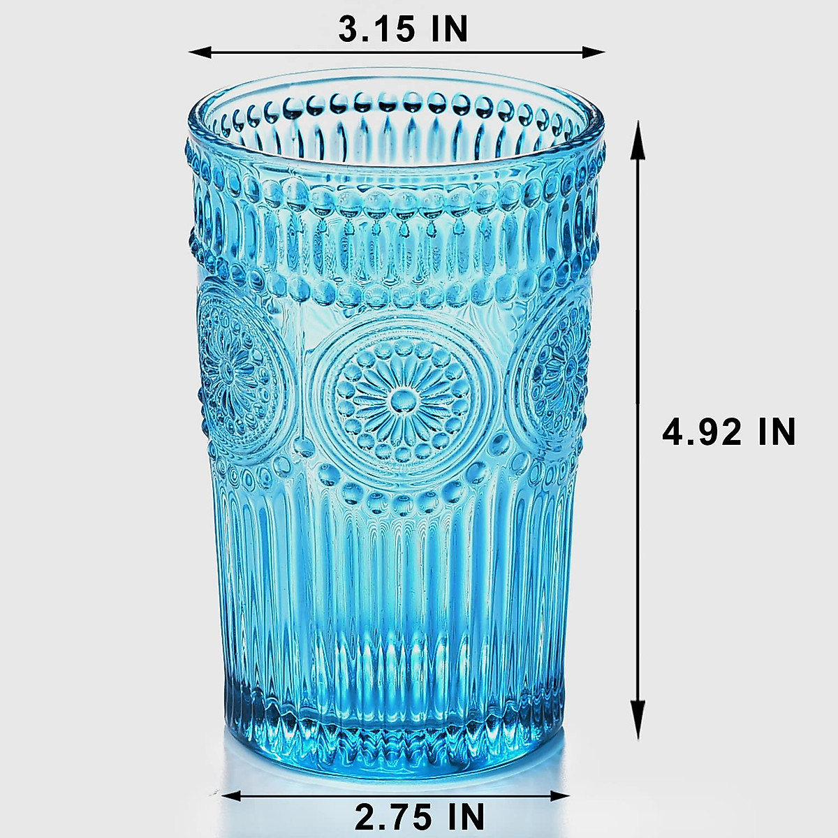 GLASS SMILE 4 Pack Romantic Water Glasses-12 OZ Purple Vintage Drinking Glasses Tumblers for Whisky, Beer, Juice, Beverages, Cocktail