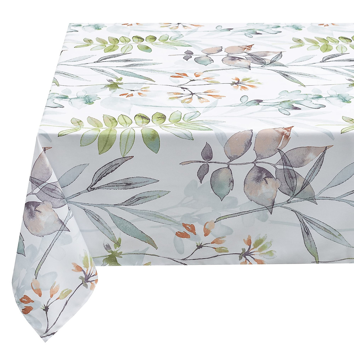 Benson Mills Spillproof Spring/Summer Fabric Outdoor Tablecloth with Umbrella Hole, Zippered Table Cloth for Rectangle Tables, Picnic/Patio Table (60" x 84" Rectangular with Umbrella Hole, Botanica)