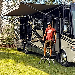 GarfatolRv Safety RV Steps Adjustable Aluminum Folding Platform Step with Glow in The Dark Tapes RV Step Stool with Sheaths Supports Up to 1000 lbs.