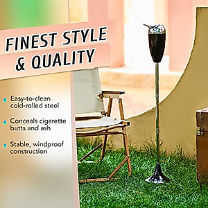 CO-Z Adjustable Ashtray, Smokeless Odorless Indoor Outdoor Floor Standing Ash Tray with Lid for Home Patio Cigarettes Ash Butt Disposal, Windproof Balcony Ashtray in 20", 27.5", 35" Heights, Black