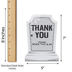Big Dot of Happiness Graveyard Tombstones - Shaped Thank You Cards - Halloween Party Thank You Note Cards with Envelopes - Set of 12