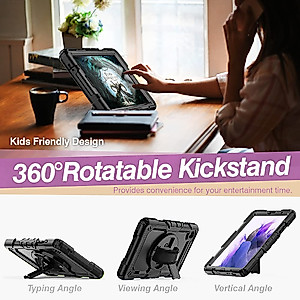 Sibeitu Samsung Galaxy Tab A7 lite Case 8.7 Inch 2021 with Screen Protector & Kickstand, Sturdy Rugged Samsung A7 Lite Case Kids w/Hand Strap Shoulder Strap for Galaxy A7 Lite Case SM-T220/T225