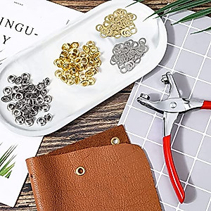803Pcs Grommet Eyelet Pliers Kit, 1/4 Inch 6mm Grommet Tool Kit with 800 Metal Eyelets with Washers in Gold and Silver, Eyelet Grommets, Portable Grommet Hand Press kit for Leather/Belt/Shoes/Cloths