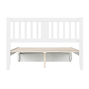 AFI Tahoe Twin XL Size Platform Bed with Foot Drawer & Charging Station in White