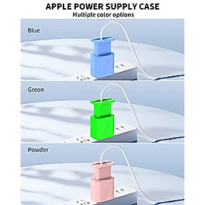 [3 Pack] FREEOL Silicone Charger Protector, Travel Cord Organizer Compatible with Apple 20W/18W USB-C Power Adapter, Data Cable Winder can Glow in The Dark - (Pink + Glow Blue + Glow Green)