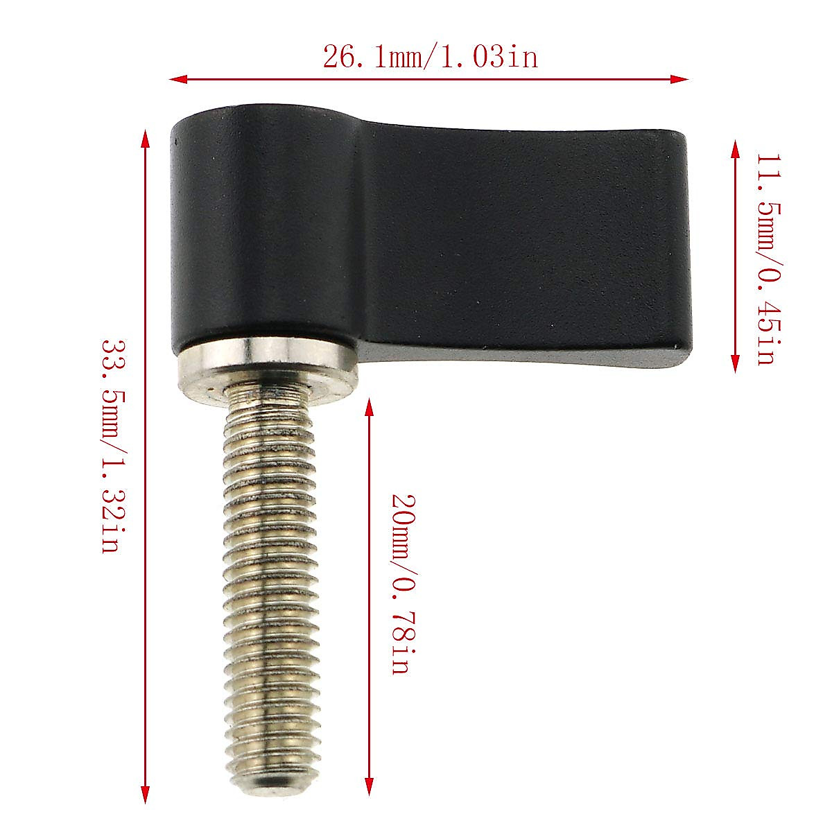 E-outstanding 2pcs L-Shaped 7-Shaped Handle Screw M5 20mm Male Threading Rotating Knob Adjustable Thumb Lever Screw Black for Photographic Equipment