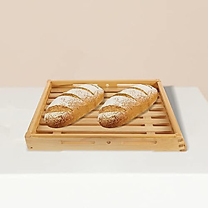 UPKOCH Meat Platter Wood Serving Tray Display Rack: Wooden Rectangular Tray with Handles Drain Tray Ottoman Coffee Table Platters for Food Breakfast Pastries Snacks Makeups Fruit Tray Platter
