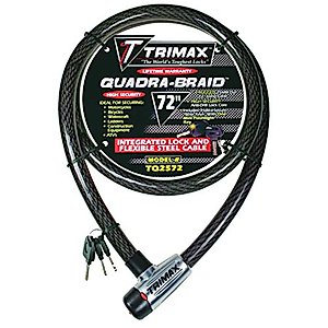 Trimax Trimaflex Integrated Keyed Cable Lock 6' L X 25Mm TQ2572, Card Packaging, Black