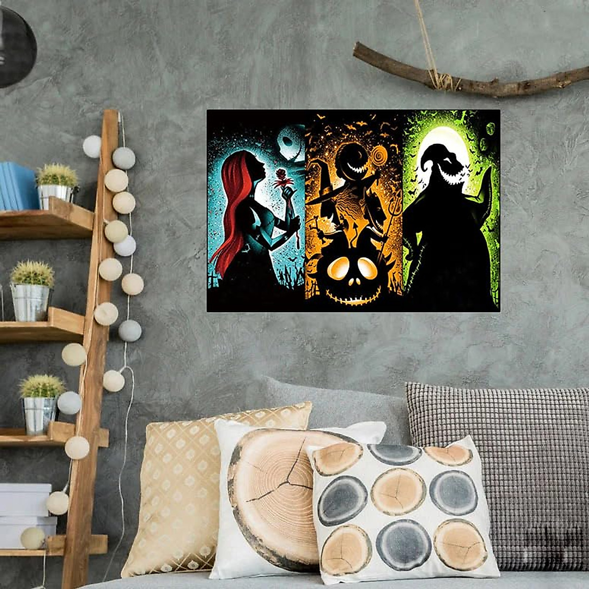 Halloween Diamond Art Painting Kits for Adults - Jack and Sally DIY 5D Paint with Diamonds Gem Art Painting Kits DIY Nightmare Before Christmas Round Full Drill Diamond Dots Paintings Adult Crafts