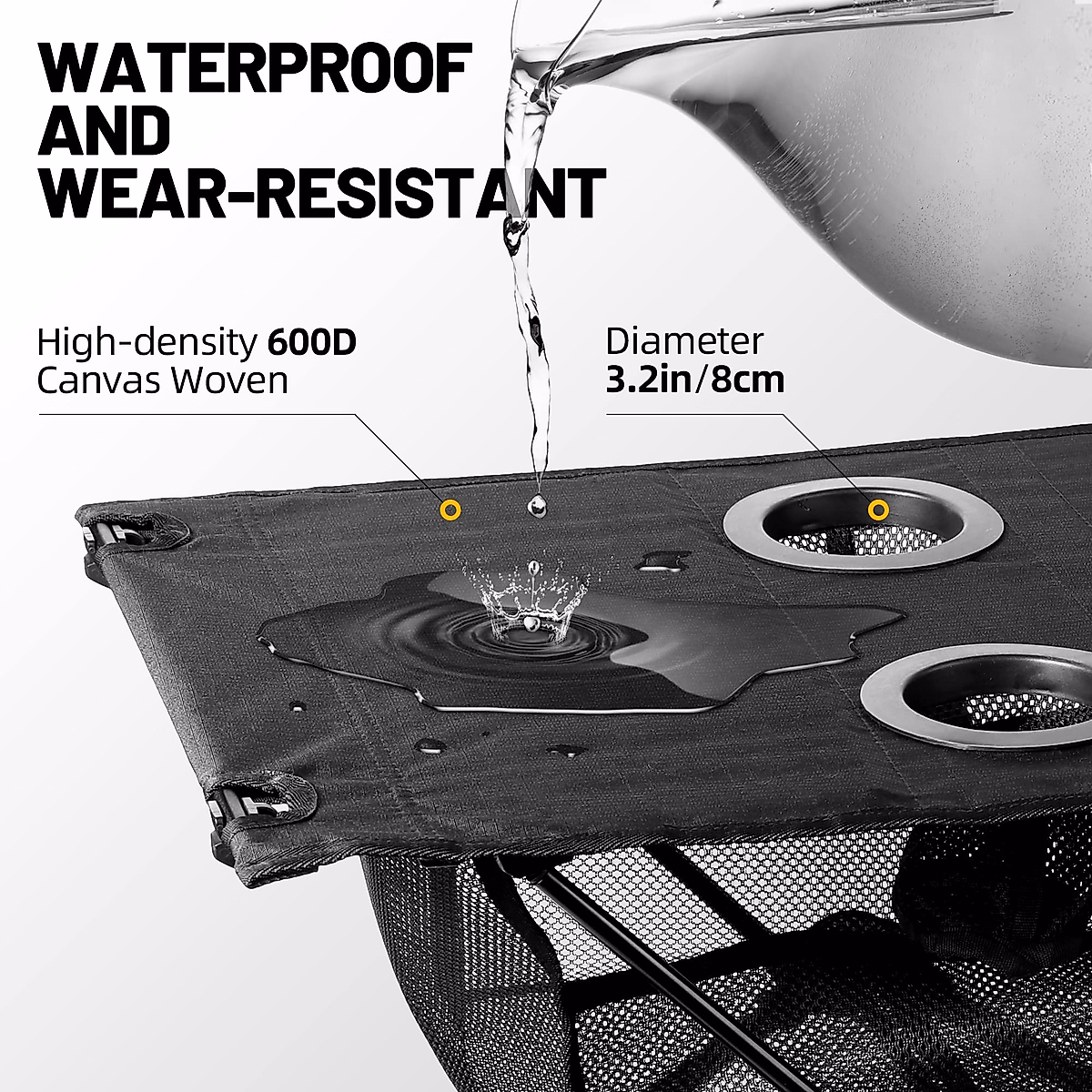 ZUNE LOTOO Portable Camping Table Folding, Small Beach Table Foldable with Drink Holder & Mesh Storage & Carry Bag Compact Camp Tent Side Table for Picnic Tailgate Travel Outdoor Fishing Backpacking