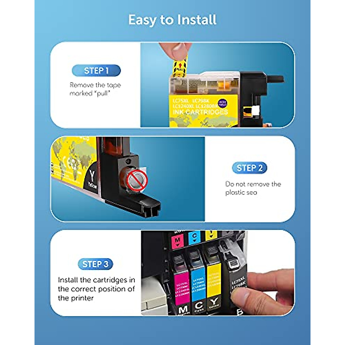 Compatible Ink Cartridges Replacement for Brother LC75XL LC79XL Work with Brother MFC-J280W MFC-J425W MFC-J430W MFC-J6510DW MFC-J6710DW MFC-J6910DW MFC-J5910DW MFC-J625DW MFC-J600DW J835DW Printer