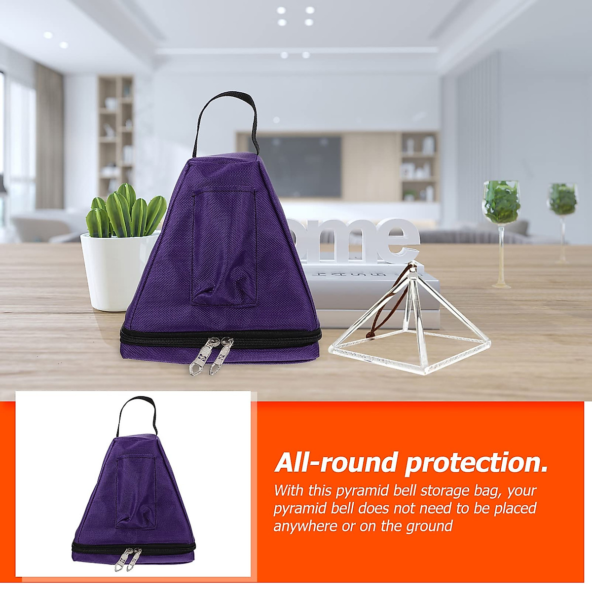 Vaguelly Crystal Singing Pyramid Case, Resistant Storage Bag Carrying Pouch, Purple