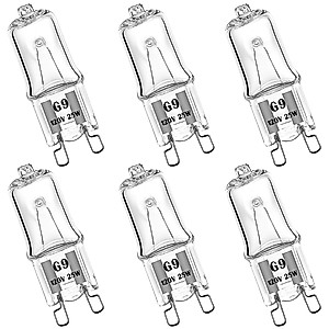G9 Halogen Bulb 120V 25W T4 Type 2 Pin Base Light Bulb Replacement Dimmable Warm White (6 Pack)
