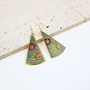 JA.S.JR Enamel Flower Dangle Earrings Gold Earrings for Women