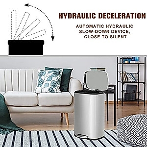 13.2 Gallon(50L) Trash Can, Fingerprint Proof Stainless Steel Kitchen Garbage Can with Removable Inner Bucket and Hinged Lids, Pedal Rubbish Bin for Home Office