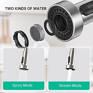 BASDEHEN Kitchen Faucets with Pull Down Sprayer, Brushed Nickel Spring Commercial Kitchen Sink Faucet Solid Brass with 10 Inch Mounting Table 1 Hole Or 3 Hole Compatible…