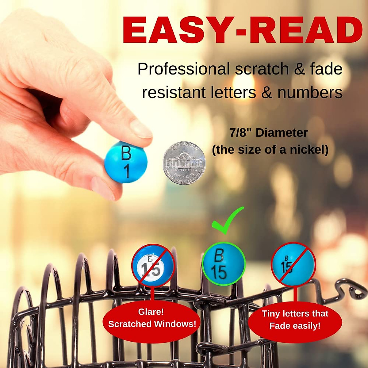 MR CHIPS 50 Easy Read Shutter Slide Bingo Cards Plus Luxury Gold Cage with Everlasting Balls and Master Board