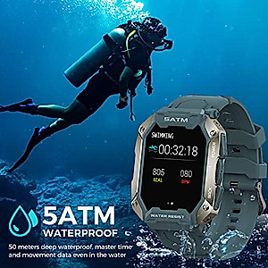 AMAZTIM Smart Watches for Men,50M Waterproof Rugged Military Grade Bluetooth Call(Answer/Dial Calls)，Health Tracker for Android Phones and iPhone Compatible,1.72" Heart Rate/Blood Pressure Watch