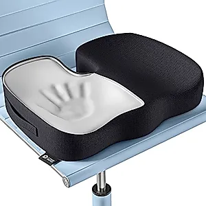 Seat Cushion Pillow for Office Chair - Memory Foam Firm Coccyx Pad - Tailbone, Sciatica, Lower Back Pain Relief - Lifting Cushion for Car, Wheelchair, School Chair, Computer and Desk Chair