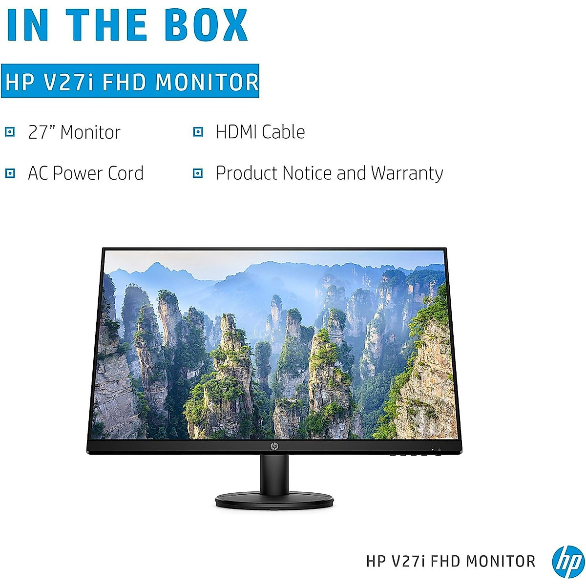 HP V27i FHD Monitor 27-inch Diagonal Full HD Computer Desktop PC Monitor IPS Panel, 3-Sided Micro Edge, Low Blue Light Screen, Anti Glare, On-Screen Control, HDMI, VGA Ports - 9SV92AA Black (Renewed)