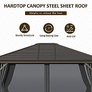 BBQ Gazebo Canopy 10 x 12' Deluxe Gazebo Patio Canopy Hard Top Outdoor Event W/Double Netting Grill Gazebo Shelter for Patio, Garden
