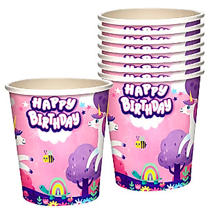 Treasures Gifted Rainbow Unicorn Cups for Girls 24ct - 9oz Unicorn Party Cups - Unicorn Party Supplies - Unicorn Birthday Party Supplies - Unicorn Rainbow Party Decorations - Unicorn Birthday Cups