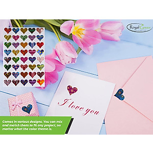 Royal Green Foil Heart Stickers in Gold Heart Shape Labels for Art and Crafts Permanent Adhesive - 400 Pack