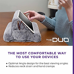 THE DUO Super Plush Multi-Angle Viewing Stand for iPad, Tablet, Phone - Memory Foam Tablet Stand - Portable Tablet Holder for Travel and Work from Home - Leopard, 10 x 10 x 6.75 inches
