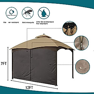Gazebo Universal Replacement Privacy Curtain - Wonwon Privacy Panel Canopy Side Wall with Zipper for 10' x 12' Outdoor Gazebo (Brown)