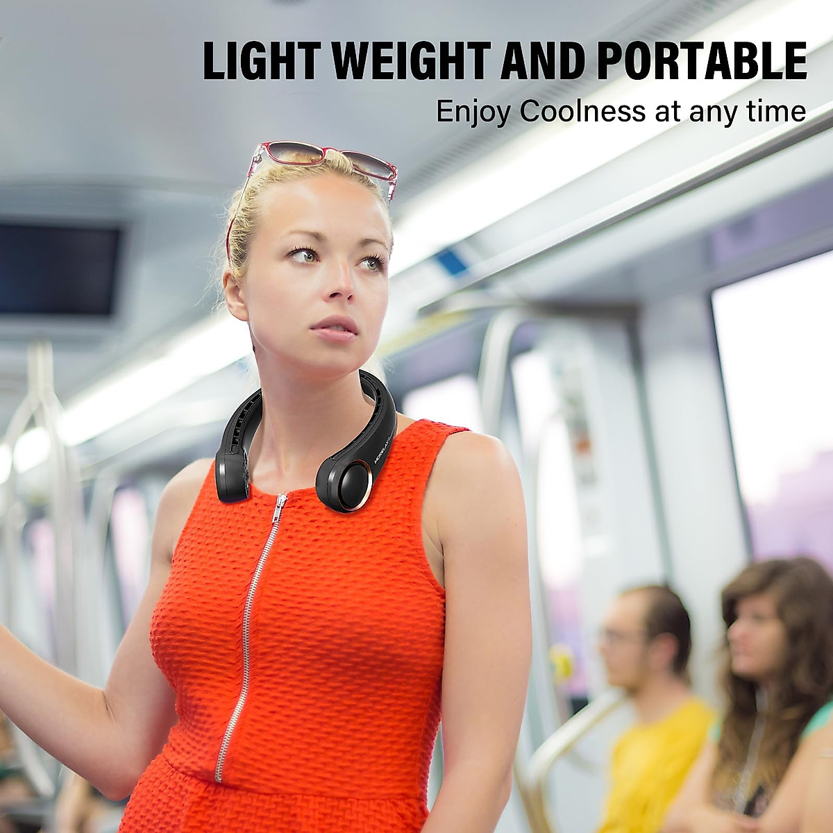 Portable Neck Fan Rechargeable, Personal Neck Cooling Fan, Hands Free Bladeless Fan, Ultra Quiet, 3 Speeds Adjustable Strong Wind, 4000 mAh Battery Operated, Gifts for Men Women Mom Dad(Black)