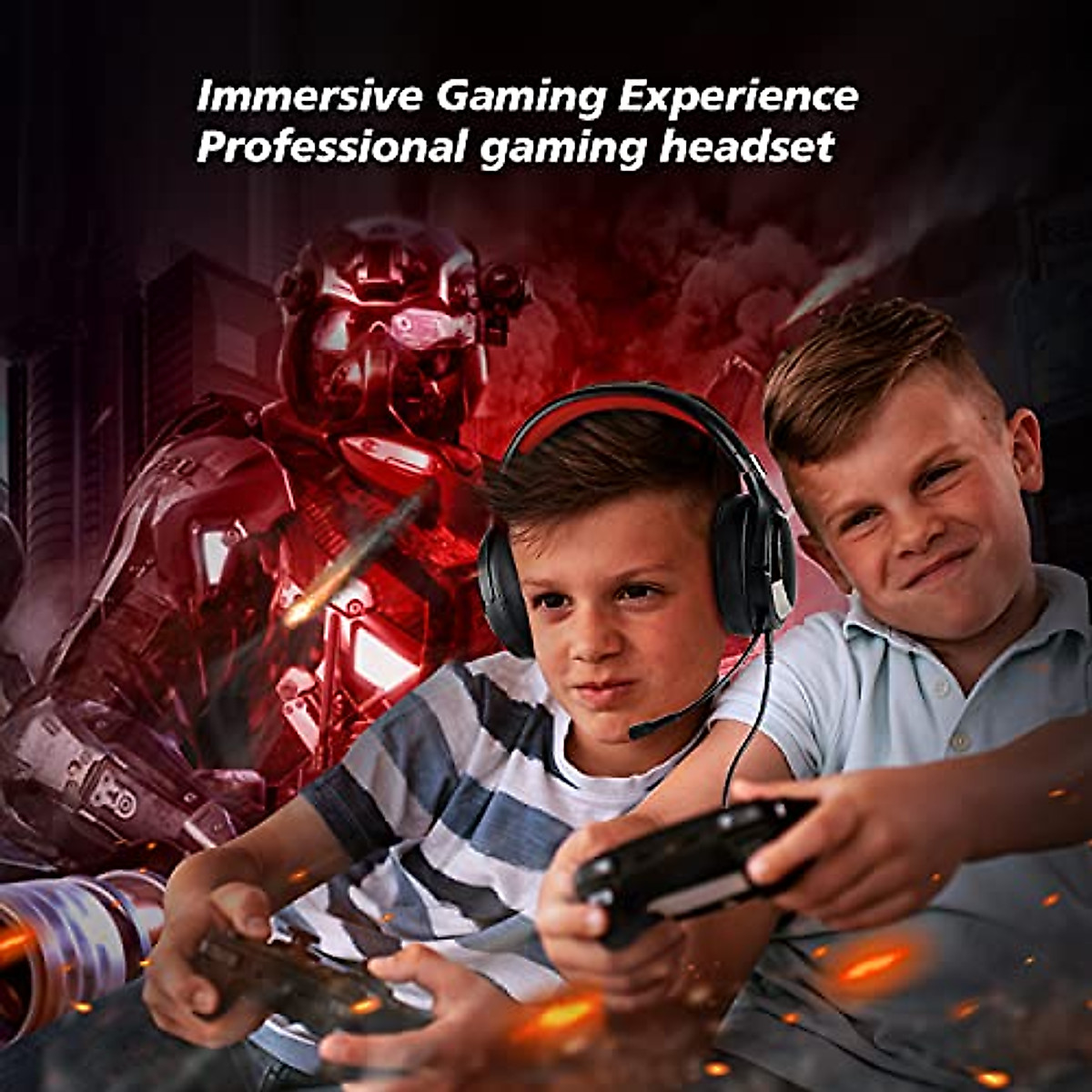 QLB RGB Gaming Headset, Game Earphone with Microphone, Hi-Fi Stereo Headphone, Noise-Cancelling Stereo Gaming Headset for iPhone, iPad, Android, PC, Mac, Tablet (Black G12)