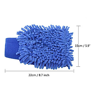 LHHweiusa 2 Pairs Car Wash Mitt Microfiber,5-Finger Microfiber Wash Mitts,Scratch Car Interior Exterior Cleaning Gloves,Strong Water Absorption Premium Chenille Washing Gloves